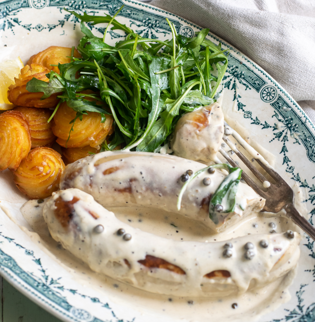 Boudin blanc, sauce poivre crème - Inex